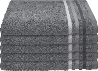 Schiesser Gästetuchset Skyline Color - 5-teilig - 30 x 50 cm - Dunkelgrau