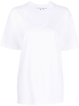 Off-white t-shirt en coton &agrave; d&eacute;tail de d&eacute;coupe - Blanc