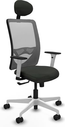 Piqueras y Crespo Schwarzer PC-Stuhl Zulema mit wei&szlig;en und schwarzen Armlehnen, h&ouml;henverstellbare Lendenwirbelst&uuml;tze und festes Kopfteil, ausgestattet mit 3 Positionen,