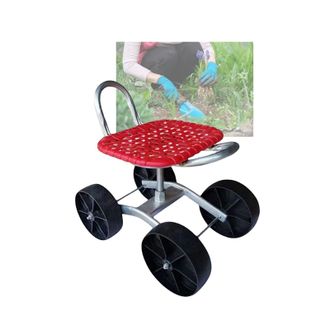 Generic Rollbarer Gartenarbeitshocker Mit R&auml;dern, Verstellbarer Hockerwagen 22-36 cm H&ouml;he Und 360&deg; Drehfunktion, for Die Gartenarbeit Im Freien(Red)