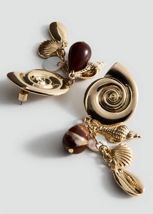 Mango Boucles doreilles pendantes coquillage or - Femme - Taille unique - MANGO