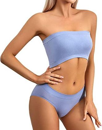 Generic Bikini sexy pour femme Haut sans bretelles avec soutien-gorge rembourr&eacute; Lingerie Gilet et Pack Hip Big Square Panty Set Caract&eacute;ristiques : sous-v&ecirc;teme