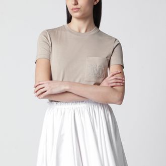 Max Mara T-Shirt in Sandfarbe aus Baumwolljersey