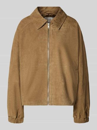 Gestuz Lederjacke aus Ziegenvelours mit Eingrifftaschen Modell estelle