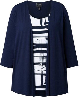 Ulla Popken T-Shirt 2-in-1-Shirt grafisches Design Rundhals 3/4-Arm