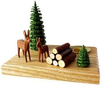 Dregeno Seiffen eG Kerzenhalter mit 2 Rehe und Ringelb&auml;umchen