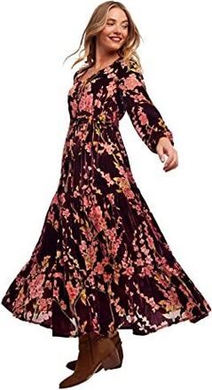 Joe Browns Robe à la Taille Devoretie Florale pour Femme, Baie, 40