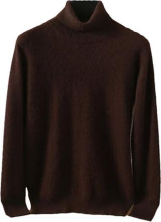 Generic Pull &agrave; col roul&eacute; pour homme 100 % cachemire de vison Pull dhiver &agrave; manches longues en tricot ample chaud, caf&eacute;, XL