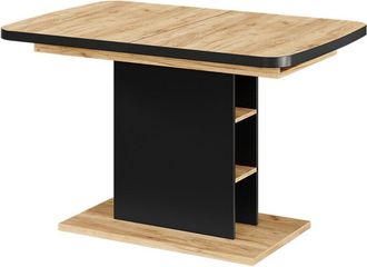 Vicco Table de salle &agrave; manger Fenaro, Ch&ecirc;ne noir/force de lor, 120x80cm avec compartiments ouverts, Vicco