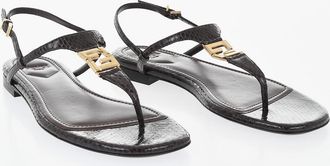 Fendi Zehentrenner Aus Python Mit Goldfarbenem Monogramm Fendi