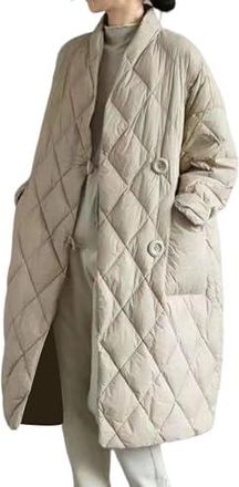 Generic Doudoune matelass&eacute;e l&eacute;g&egrave;re pour femme - Pour lautomne et lhiver - V&ecirc;tement dext&eacute;rieur rembourr&eacute; chaud, abricot, XXL