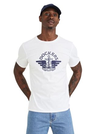 Dockers Mens Logo Tee TEES, Wing & Anchor Lucent White, M