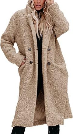 Onsoyours Manteau Femme Hiver Longue Veste énorme Peluche Manches Longues Blouson Veste Outwear Chaud Automne Hiver Parka Trench-Coat Manteau Trench Cardigan A 