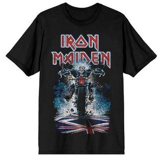 Iron Maiden Eddie Biker Homme T-Shirt Manches Courtes Noir 4XL 100% Coton Regular/Coupe Standard