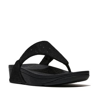 FitFlop Damen Lulu Shimmerglitz Toe-Post Sandale, Schwarz, 39 EU