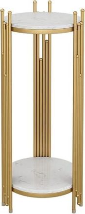 Generic Table de rangement à 2 niveaux avec aspect marbre, support fin pour plantes pour salon et terrasse