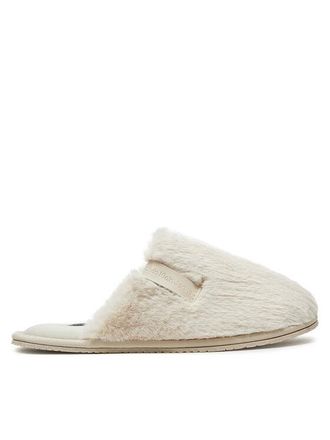 Calvin Klein Jeans Hausschuhe Hotel Slipper Fur After Glow YW0YW01593 &Eacute;cru