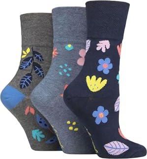 SockShop Gentle Grip Femme Colourburst Chaussettes Paquet de 3 Pop florale 37-42