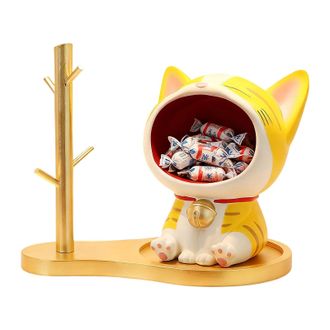 Generico Katzen-Schmuckst&auml;nder - Harzfigurenteller, Schl&uuml;ssel- und S&uuml;&szlig;igkeiten-Organizer, dekorativ f&uuml;r Schreibtisch, Beistelltisch, oder Schrank | Stilvolle A