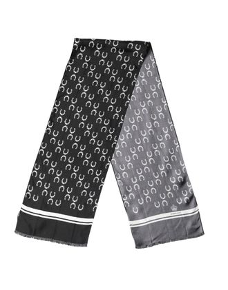 Dolce & Gabbana Black Horseshoe Silk Neck Foulard 136cm X 23cm Men Scarf