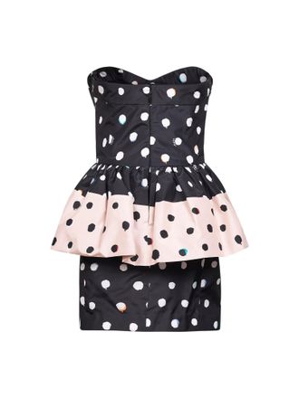 Fendi Womens Black Printed Taffeta Bustier Minidress Silk Dress