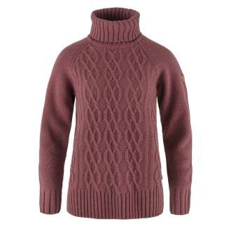 Fj&auml;llr&auml;ven Damen &Ouml;vik Cable Knit Roller Neck Sweatshirt, Mesa Purple, XXS