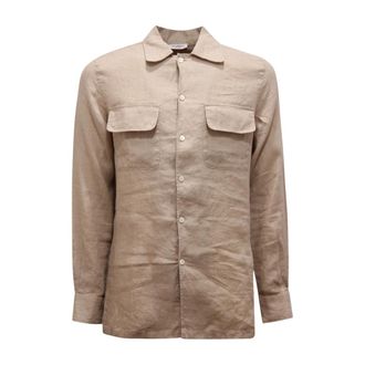 Paolo Pecora Camicia Leinenhemd - - Shirts - Herren - Beige - S