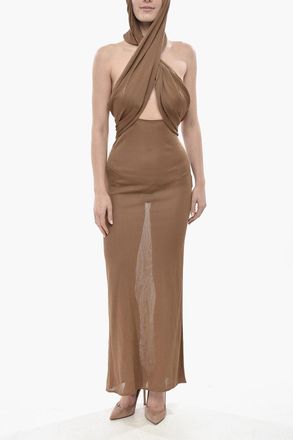 Saint Laurent &Auml;rmelloses Kleid aus Viskose mit Kapuze Saint Laurent