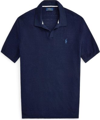 Ralph Lauren Strick-Poloshirt mit Variokragen und Logo-Stickerei in