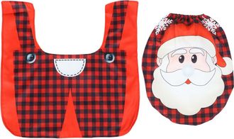 BESPORTBLE Weihnachtliches Toilettensitzbezug Set Waschbarer Vlies Toilettendeckelbezug und rutschfeste Badezimmer Toilettenmatte f&uuml;r ovale Standard Toiletten Fe