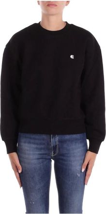 Carhartt Work in Progress Femme, Sweatshirts et sweats à capuche, Noir, Taille: 40 FR Pull Noir avec Logo Frontal