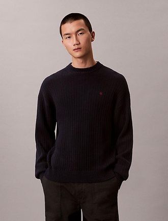 Calvin Klein Pull en coton côtelé avec monogramme