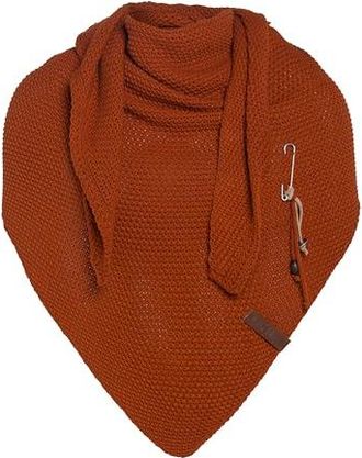 Knit Factory Coco Châle Tricoté - Foulard Triangle - Foulard femme pour lautomne et lhiver - Écharpe Femme - Châle Femme - 100% Fabriqué en Europe - Terra - 190x85