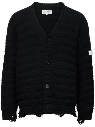 Maison Margiela cardigan en maille à col v - Noir