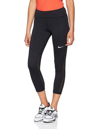 Nike Nike Damen Fly Victory Crop 3/4 Trainings-Tights, Black/White, XL