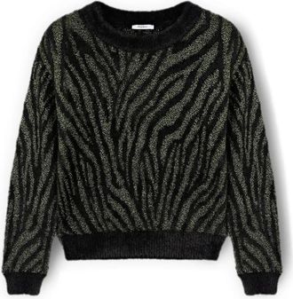 Motivi Femme, Pulls, Noir, Taille: 38 FR Jersey z&egrave;bre lamin&eacute;