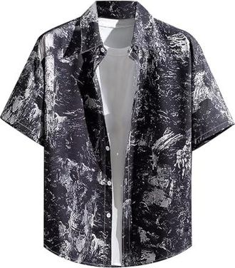 Generic Chemise pour Homme - Manches Courtes Motif Floral Col Montant D&eacute;contract&eacute;e L&eacute;g&egrave;re Grande Taille Loisirs hawa&iuml;enne Vacances de Plage sans Plis