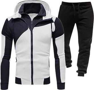 Generic Surv&ecirc;tement pour homme - Sweat - Pantalon de jogging - Patchwork uni - Chaud, blanc, XXL