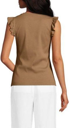 Lands End Baumwollripp-Top mit Volants, Damen, Größe:36-38 regular, Beige, Baumwolle/Elasthan, by Lands End