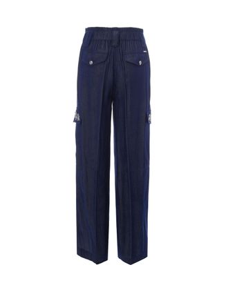 Liu Jo Womens Cargo Trousers Tasconi Rhinestone Blue Polyester