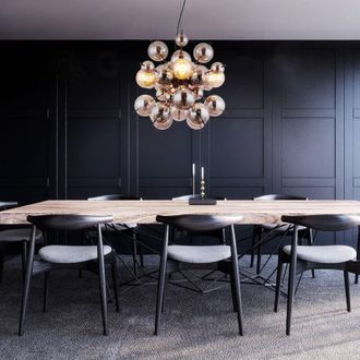 Globo Lighting Pendelleuchte 4 flammig Deckenleuchte Hängelampe Wohnzimmerlampe Glaskugel rauchfarben schwarz, Metall Glas, 4x E27 Fassungen, DxH 51,5x120 cm