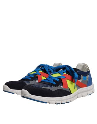 Dolce & Gabbana Mens Multicolor Leather Suede Low Top Sneakers Shoes Calf Cotton