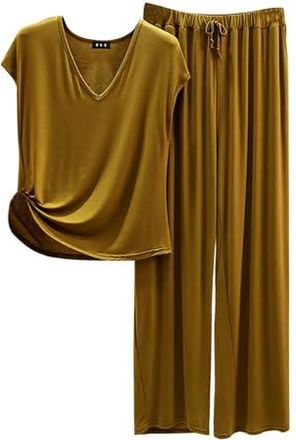 Generic Pyjama Femme Soie Satin Short Pyjama Noël Femme Ensemble pour Femmes 2 Ensembles Assortis Haut à Manches Courtes Et Pantalons avec Poches Monstre Et C