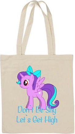 Generic Sac fourre-tout en coton naturel avec inscription « Dont Be Shy Lets Get High » Blanc