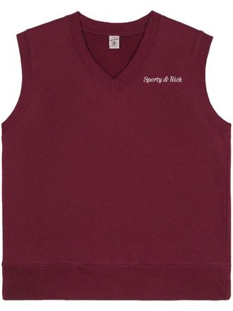 Sporty & Rich débardeur en coton à logo brodé - Rouge