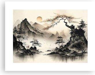 Arttor Poster ohne Rahmen Asien Japan Sicht Deko 40x30cm Wandposter Art Prints Wandbilder Dekoration Wohnzimmer Schlafzimmer K&uuml;che Wanddeko Bild Wand Kunstdr