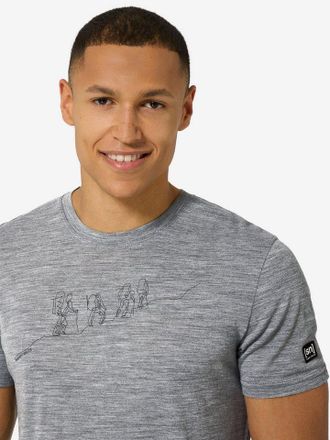 super.natural T-Shirt f&uuml;r Herren, aus Merinowolle M HIKING TEE mit coolem Outdoor Motiv