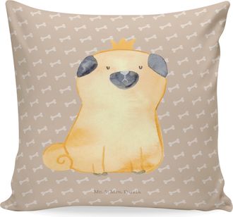 Mr. & Mrs. Panda Zierkissen Mops Krone - Geschenk, Kissen 40x40 Waschbar, Spr&uuml;che, Hundebesitzer. Spruch, Hundebesitzer, kinderlos, Vierbeiner