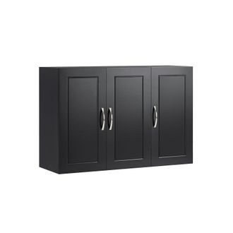 SoBuy H&auml;ngeschrank Badezimmerschrank H&auml;ngend Wandschrank mit Verstellbarem Regal F&uuml;r Bad, K&uuml;che, Wohnzimmer Schwarz BHT ca. 90x60x30cm FRG231-L-SCH