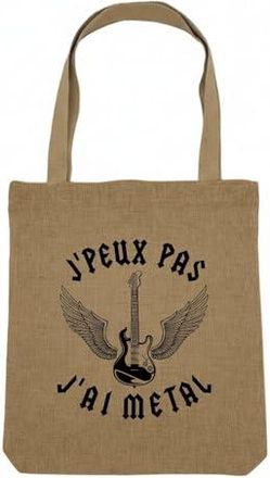 Fabulous Sac Shopping Tote Bag Aspect Lin - JPeux Pas Jai M&eacute;tal Hard Rock Guitare Musique - Sac de Courses Toile Epaisse 360g Beige Naturel Cabas Port&eacute; Epaule 
